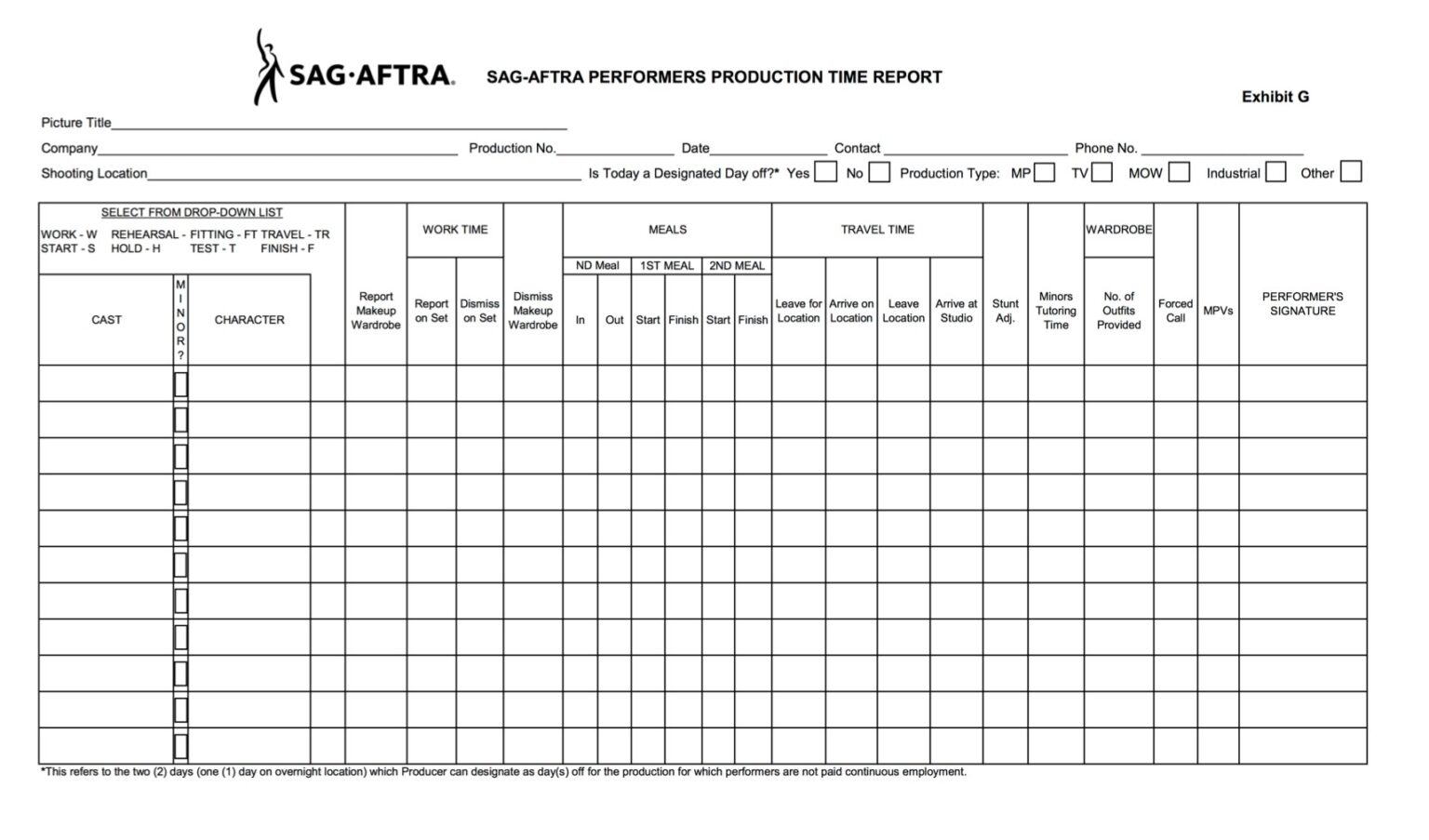 SAG-AFTRA Explained: How to Track Performers’ Time with Exhibit G ...